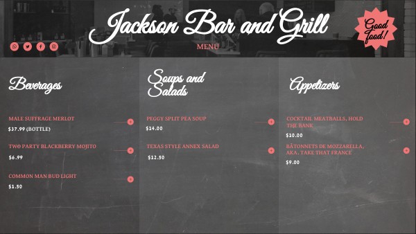 Jackson Bar and Grill | Genially