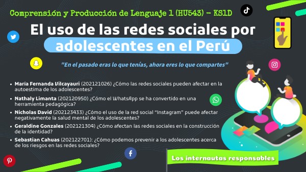El uso de las redes sociales por adolescentes en el Perú | Genially