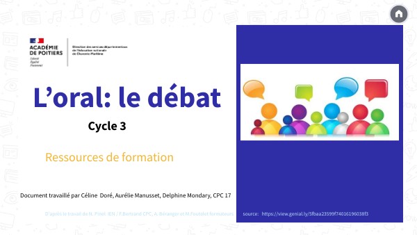 L'oral: le débat en cycle 3 | Genially