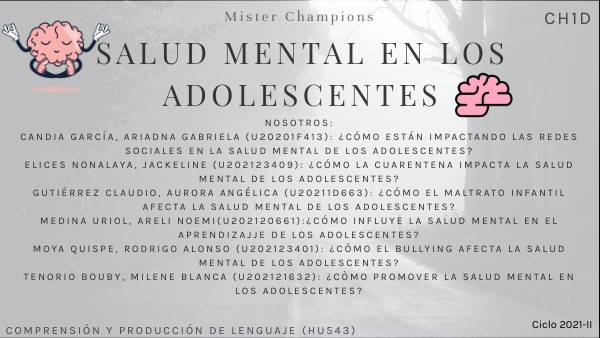 SALUD MENTAL EN LOS ADOLESCENTES | Genially