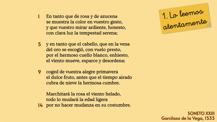 Analizando un soneto de Garcilaso de la Vega | Genially