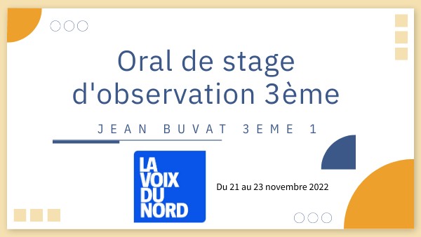 Oral de stage 3ème | Genially