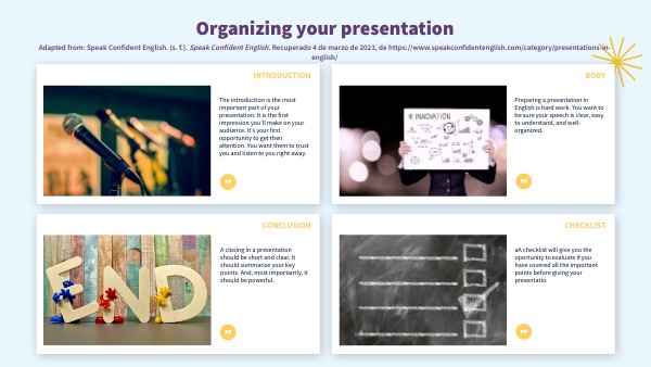 Organizing your presentation