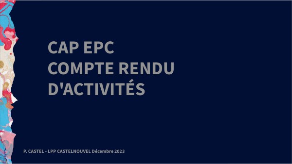 CAP EPC COMPTE RENDU ACTIVITÉ