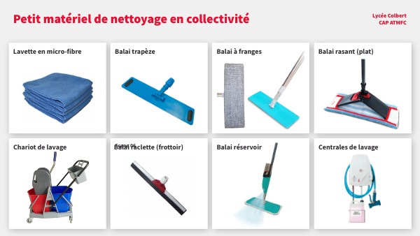 Petit matériel de nettoyage en collectivité | Genially