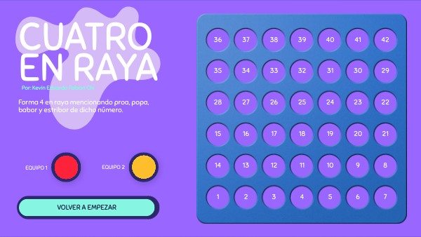 JUEGO CUATRO EN RAYA | Genially