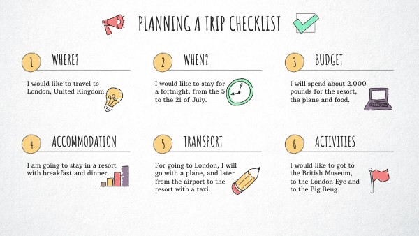 Planning a trip checklist_Olalla | Genially