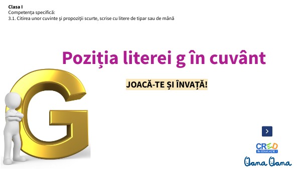 Poziția literei g în cuvânt