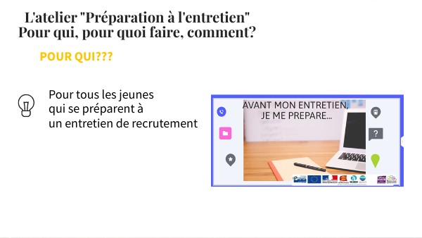 Présentation atelier "Préparation à l'entretien" | Genially