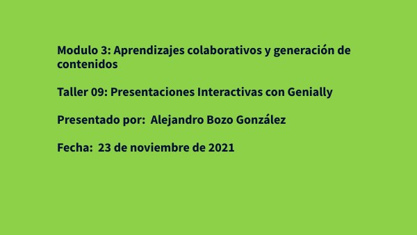 Tarea Alejandro Bozo Taller 09 | Genially