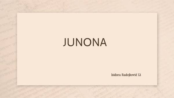 Junona - Isidora Radojkovic I2