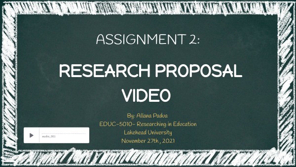Assignment 2: Research proposal video