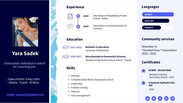 YARA SADEK CV | Genially