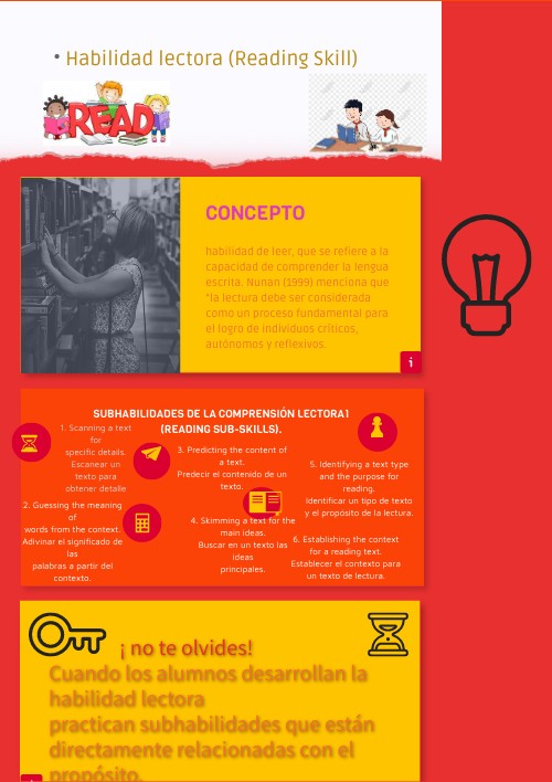INFOGRAFÍA 8 SUBHABILIDADES DE READING | Genially