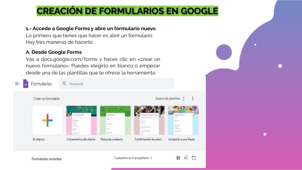 CREACION DE FORMULARIO EN GOOGLE