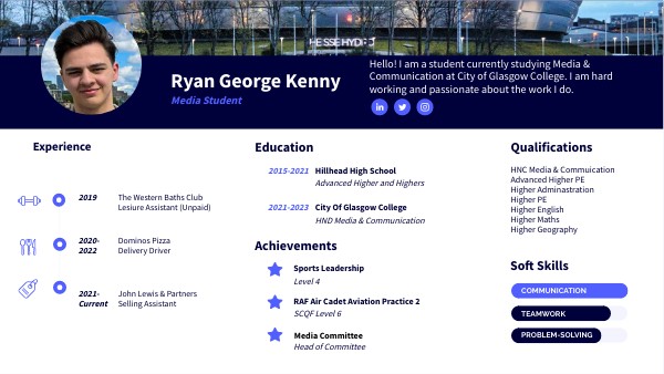 Ryan George Kenny's CV