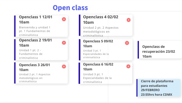 Calendario openclass criminalistica