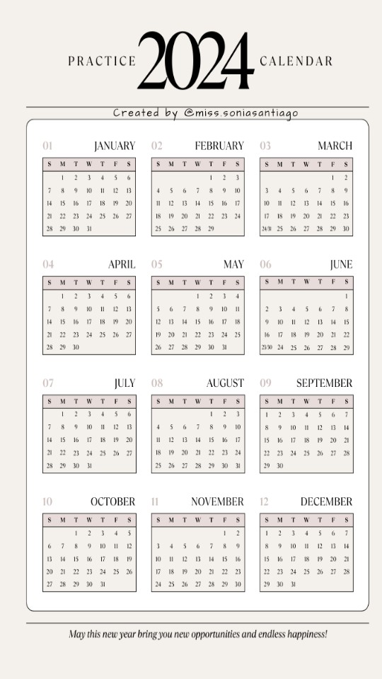 PRACTICE CALENDAR 2024 | Genially