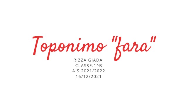 Il toponimo di "FARA" | Genially