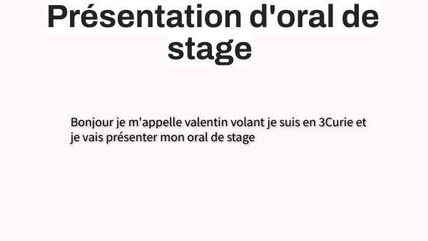 Présentation d'oral de stage
