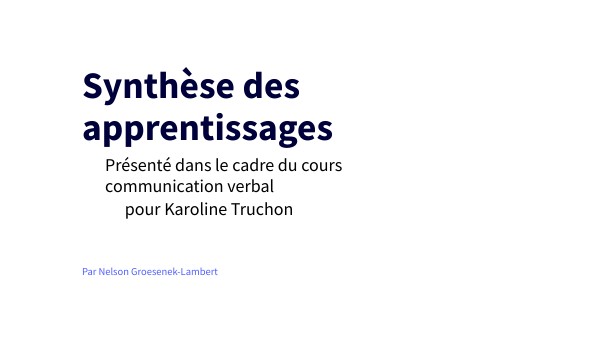 Synthèse des apprentissages | Genially
