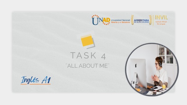 ENGLISH A1 - TASK 4: All about me | Genially