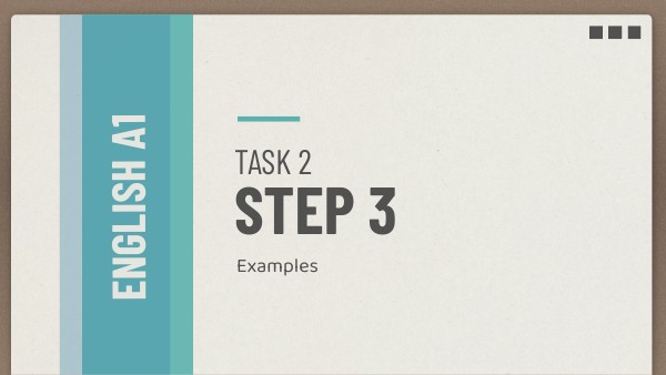 ENGLISH A1: Task 2 (step 3 examples) | Genially