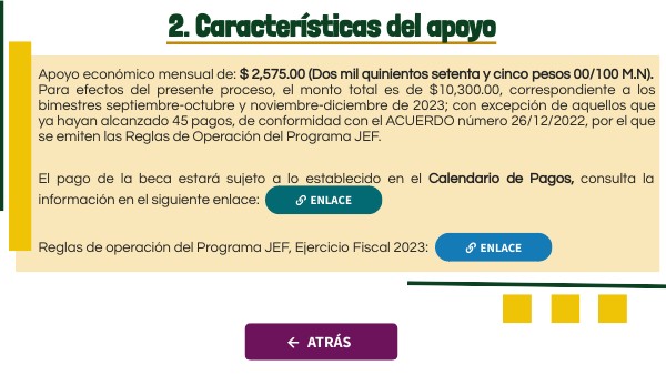 Características del apoyo SD23