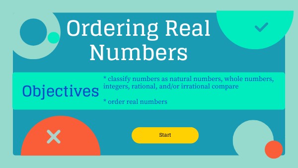 Ordering/Comparing Real Numbers