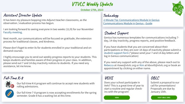 10/27/2023, Weekly VTVLC Update | Genially