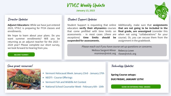 1/13/2023, Weekly VTVLC Update | Genially