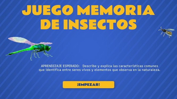 JUEGO MEMORIA DE INSECTOS | Genially