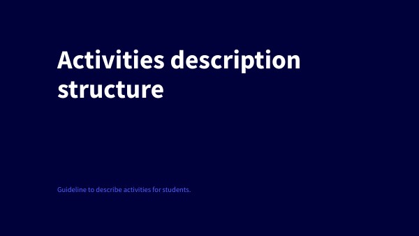 Activities description structure