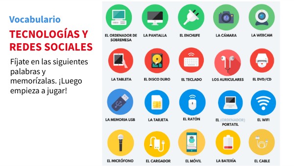 Vocabulario tecnologías y redes sociales | Genially
