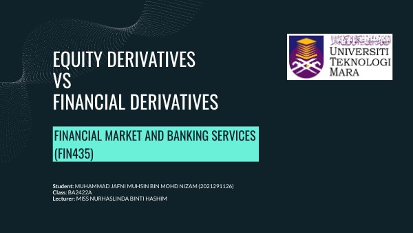 Equity derivatives vs Financial derivatives | Genially