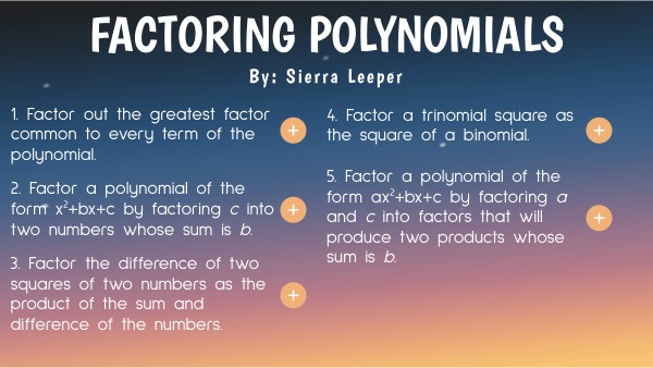 Project 3 - Factoring Polynomials | Genially