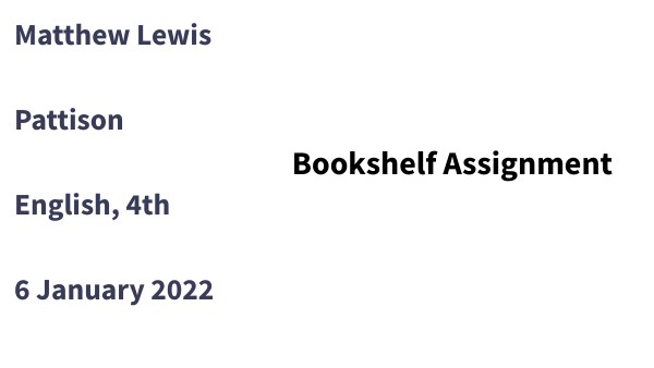 Bookshelf Assignment | Genially