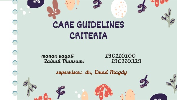 Copy - Care guidelines criteria | Genially