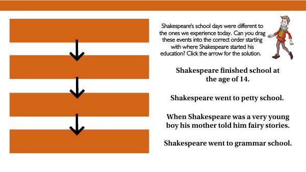 Shakespeare's School events ordering | Genially