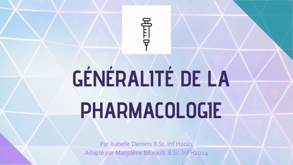 Généralité de la pharmacologie