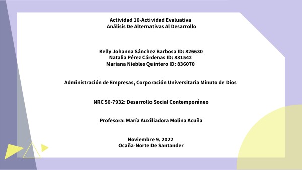 Análisis De Alternativas Al Desarrollo-Actividad 10 | Genially
