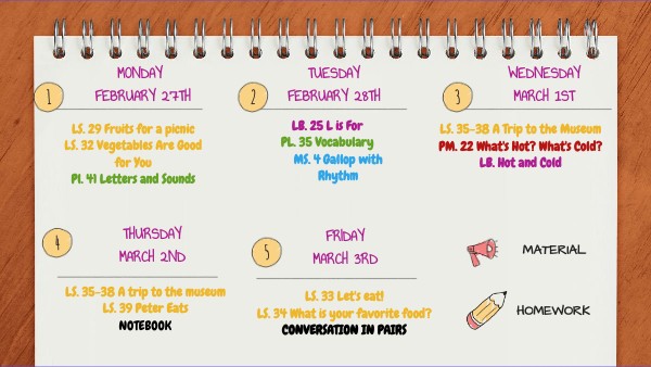 Weekly activities 3rd A and 3rd B | Genially