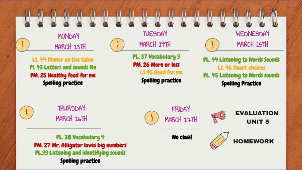 Weekly activities 3rd A and 3rd B | Genially