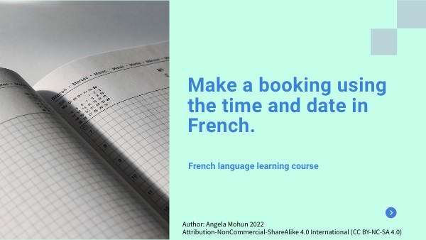 Make a booking using the time and date in French