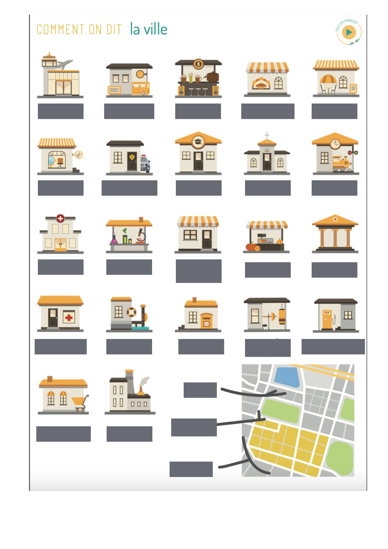 A1. Les lieux de la ville 1 | Genially