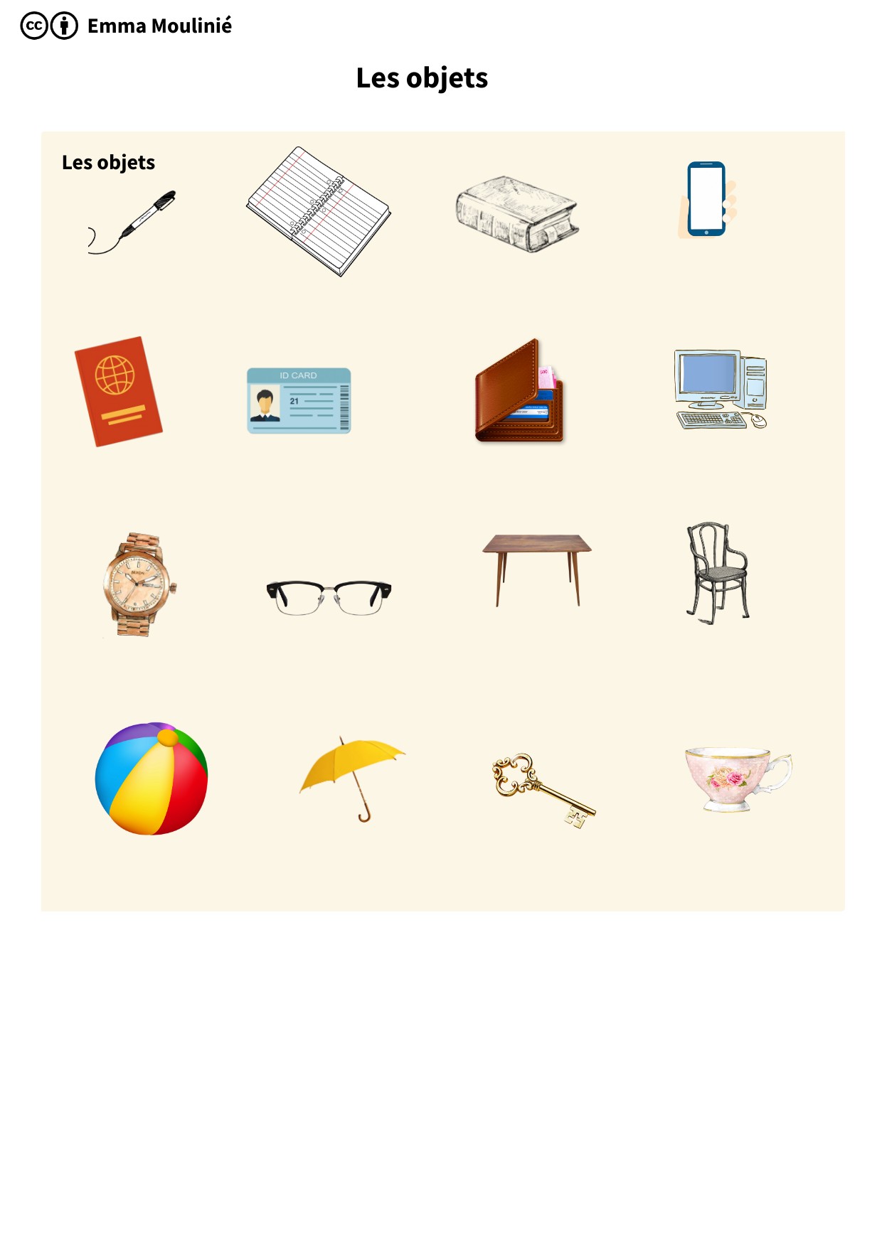 Lexique - les objets | Genially