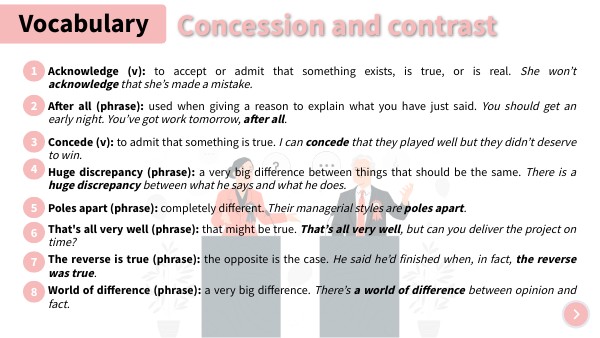 Unit 4 - Vocabulary: Concession and Contrast