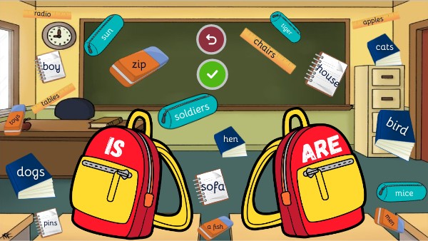 To BE + school objects - sorting | Genially