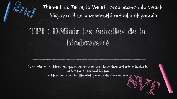 2nd Thème 1 TP1 échelle de la biodiversité | Genially