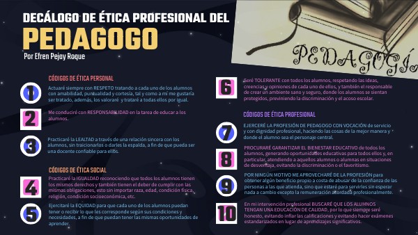 CÓDIGO DE ÉTICA PROFESIONAL DEL PEDAGOGO | Genially